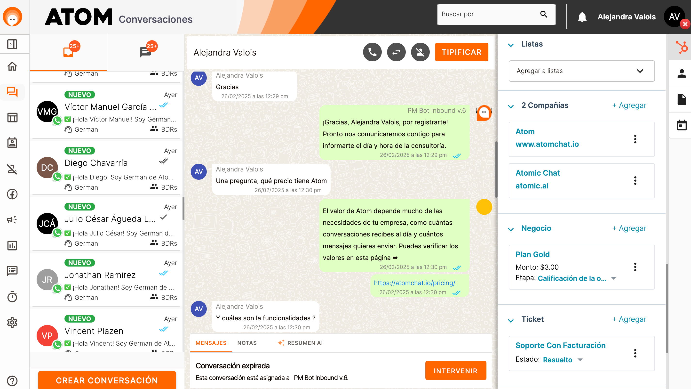 Atomchat | Integración con WhatsApp - App for HubSpot